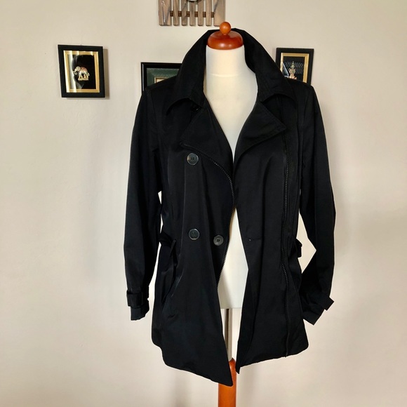 Black Rivet | Jackets & Coats | Black Rivet Belted Black Rain Trench ...
